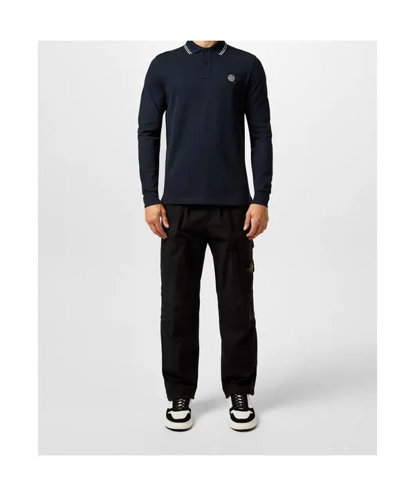 Stone Island Logo Cotton Compass Patch Polo Shirt