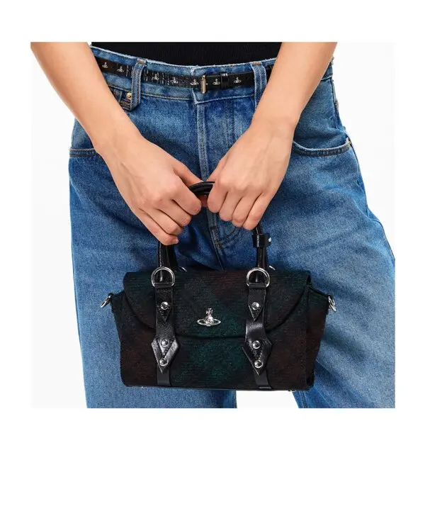 VIVIENNE WESTWOOD Plaid Wool Handbag With Rivets