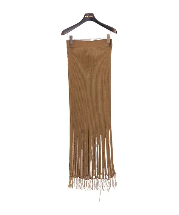 UMA WANG Ribbed Midi Dress With Fringe Hem