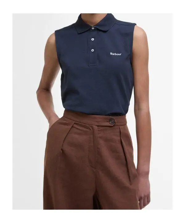 Barbour Logo Sleeveless Polo Shirt - Black