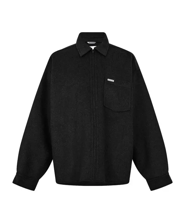 Balenciaga Oversized Zip-up Shirt Jacket With Structured Shoulders