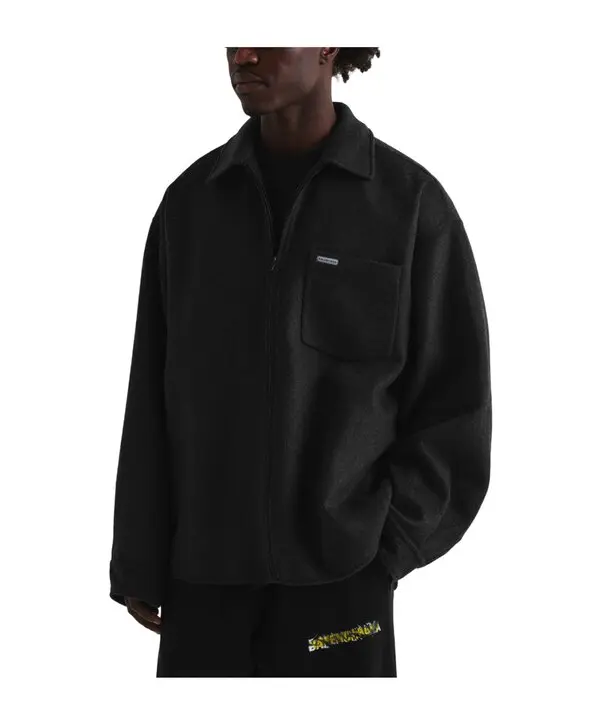 Balenciaga Oversized Zip-up Shirt Jacket With Structured Shoulders