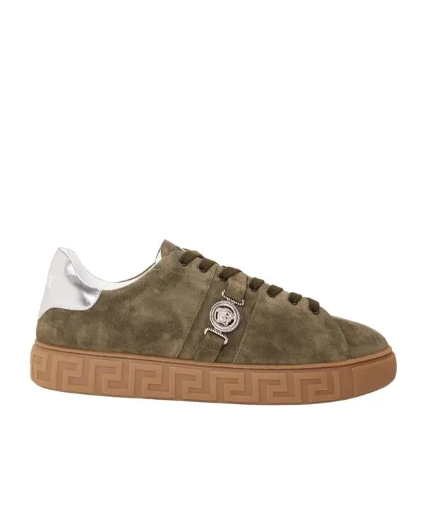 Versace Suede Lace-up Low-top Sneakers