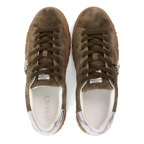 Versace Suede Lace-up Low-top Sneakers