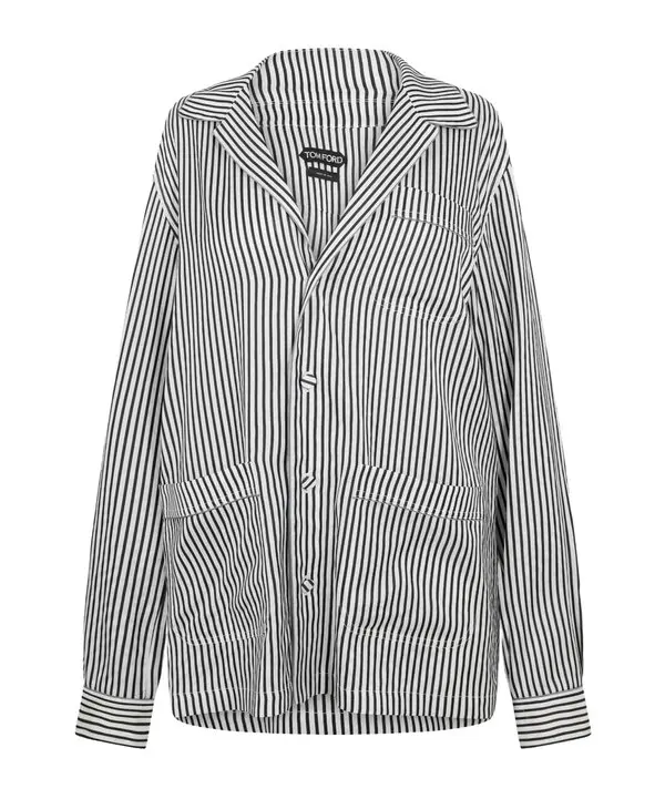 TOM FORD Long Sleeve Printed Shirt - White