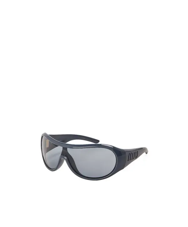 Miu Miu Glossy Dark Grey Wraparound Shield Sunglasses - Gray
