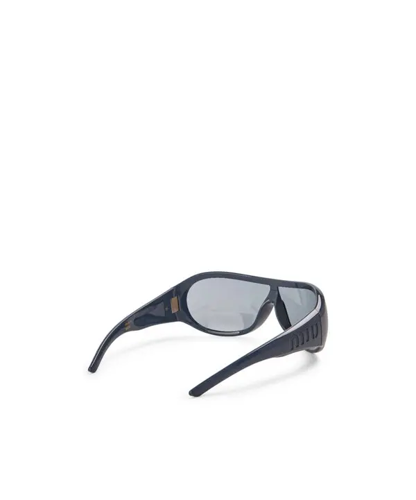 Miu Miu Glossy Dark Grey Wraparound Shield Sunglasses - Gray