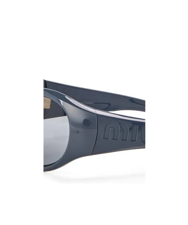 Miu Miu Glossy Dark Grey Wraparound Shield Sunglasses - Gray