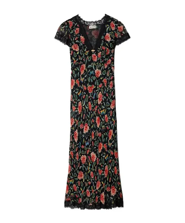 Rixo Floral Print Maxi Dress With Lace Trim