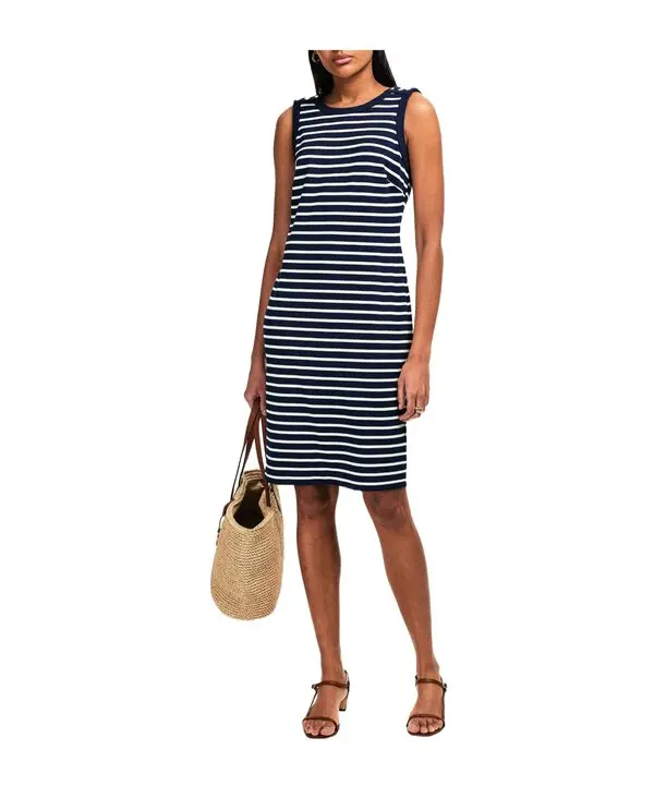 Ralph Lauren Striped Tea-length Dress With Button Detail