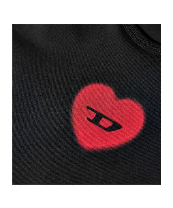 DIESEL® Cropped Fitted Mini T-shirt With Heart Graphic - Black