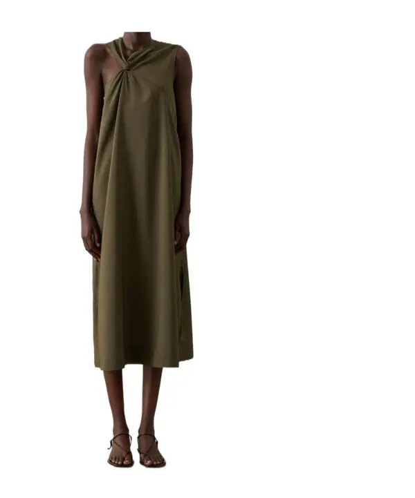Soeur Sleeveless Pleated Shift Dress With Side Slits