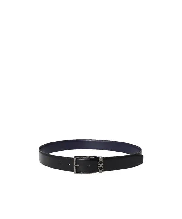 FERRAGAMO Reversible Smooth Leather Belt With Square Pin Buckle - Black