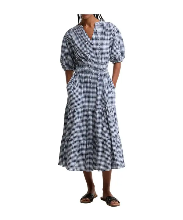 Barbour Checked A-line Midi Dress