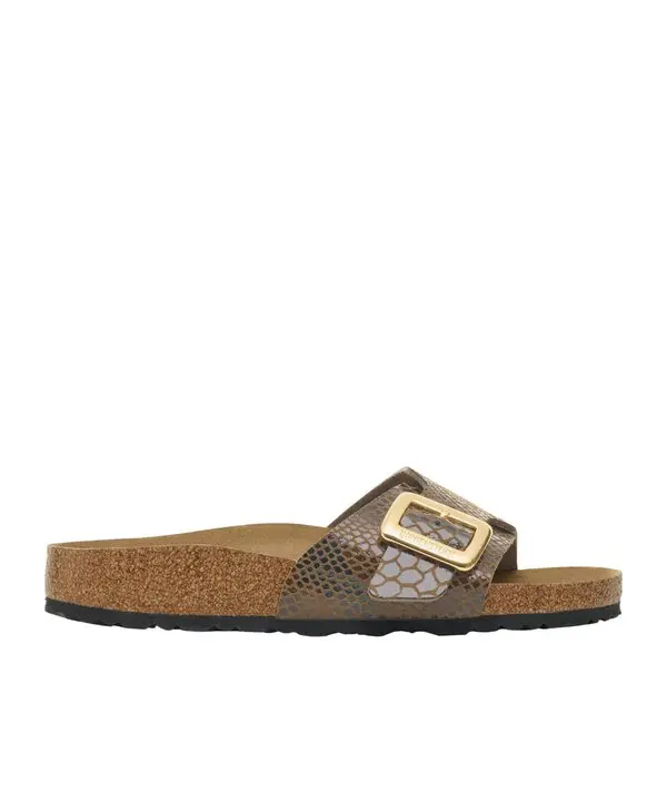 BIRKENSTOCK Single-strap Cork Slide Sandals With Metallic Buckle - Brown