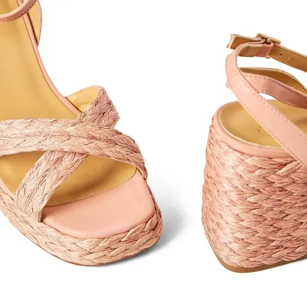 CastaÑer Woven Raffia Platform Heeled Sandals
