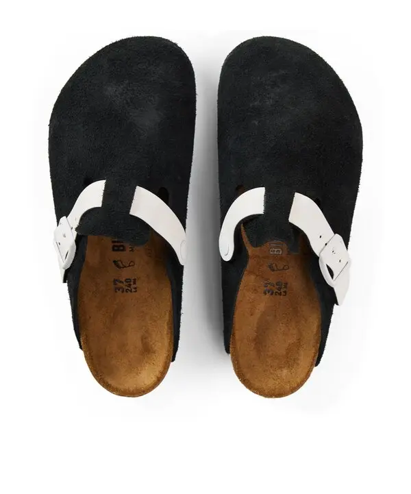 BIRKENSTOCK Suede Mule With Buckle Detail