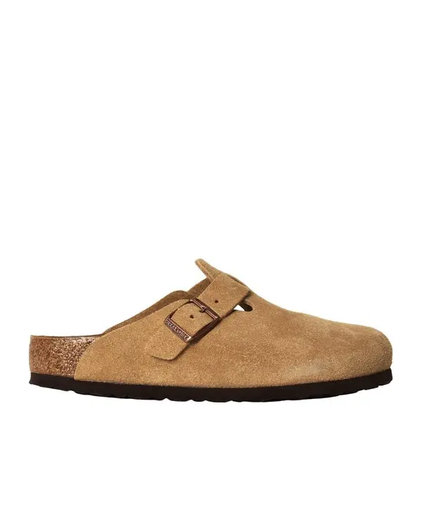 BIRKENSTOCK Suede Mule With Metal Buckle - Brown