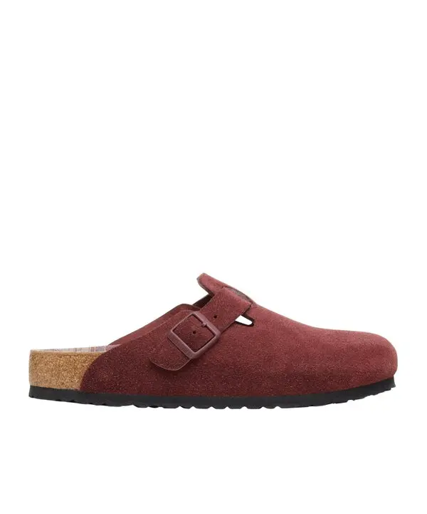BIRKENSTOCK Suede Slip-on Clogs With Adjustable Buckle - Red