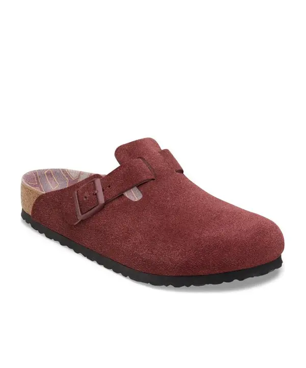 BIRKENSTOCK Suede Slip-on Clogs With Adjustable Buckle - Red