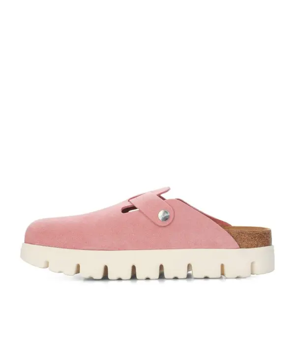 BIRKENSTOCK Suede Mule With Metal Buckle And Chunky Serrated Sole