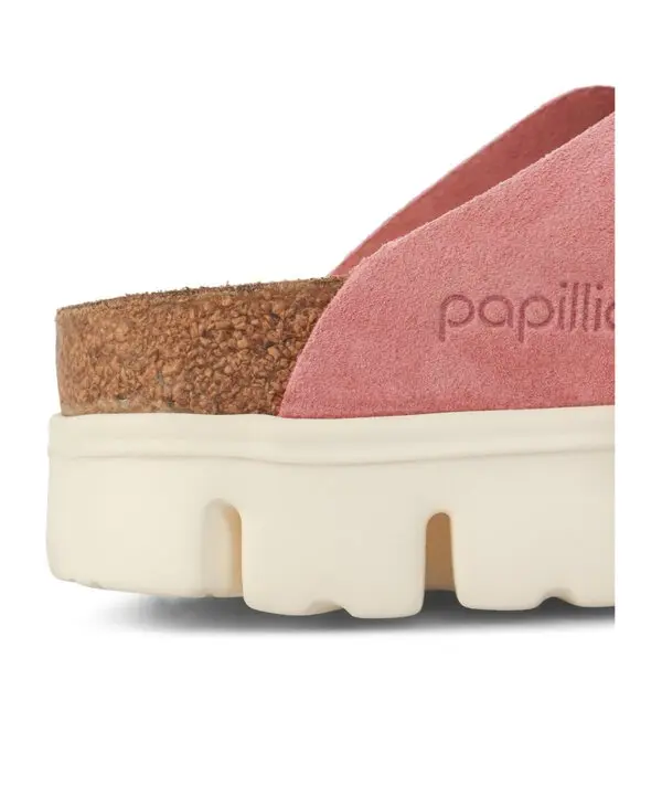 BIRKENSTOCK Suede Mule With Metal Buckle And Chunky Serrated Sole