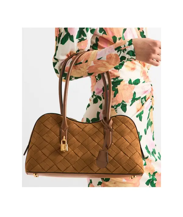 Stella McCartney Woven Top Handle Bag With Lock Detail