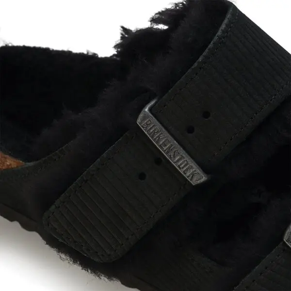 BIRKENSTOCK Sandals With Buckled Straps And Shearling Lining - Black