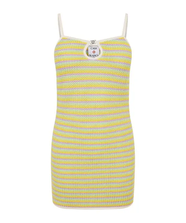 Casablanca Crochet Mini Dress With Stripes And Cut-out Detail - Green