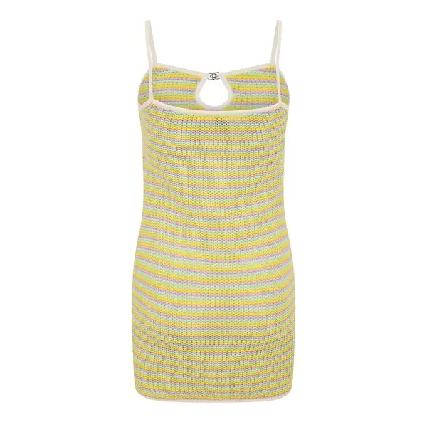 Casablanca Crochet Mini Dress With Stripes And Cut-out Detail