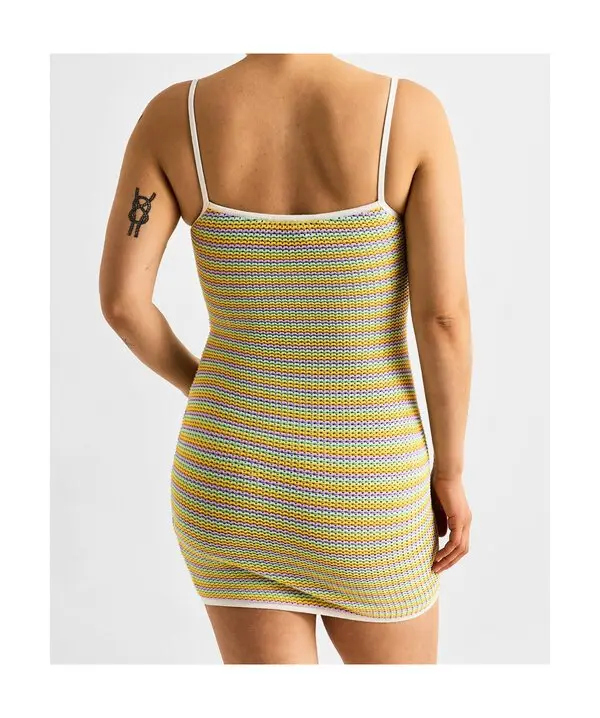 Casablanca Crochet Mini Dress With Stripes And Cut-out Detail