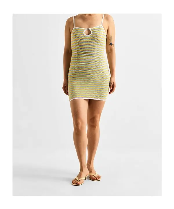 Casablanca Crochet Mini Dress With Stripes And Cut-out Detail