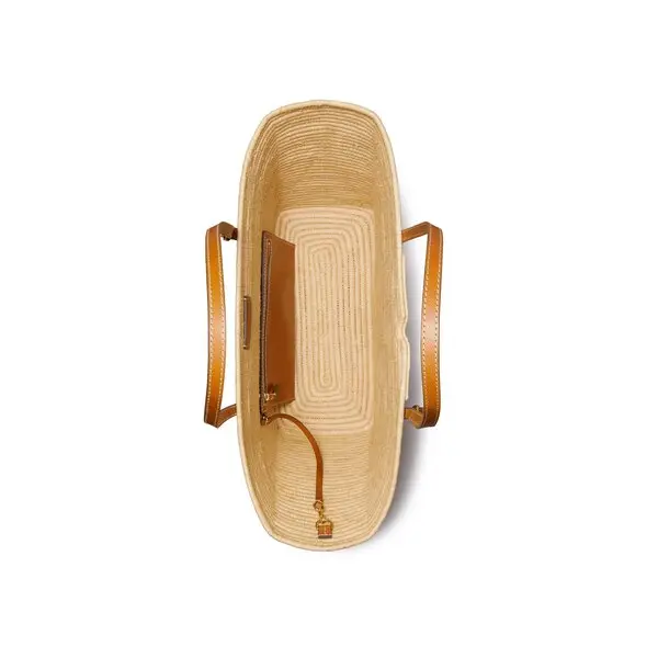 Tory Burch Woven Straw Tote With Embossed Logo