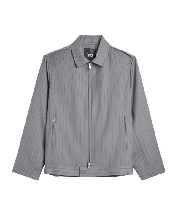Y3 Striped Zip-up Jacket - Granite Gray