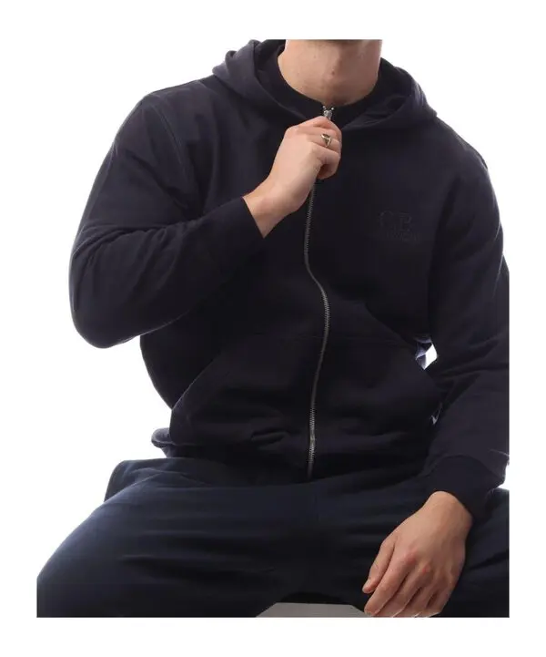 C.P. COMPANY Diagonal Raised Fleece Logo Full-zip Hoodie