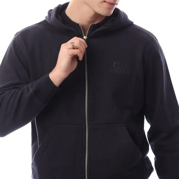 C.P. COMPANY Diagonal Raised Fleece Logo Full-zip Hoodie