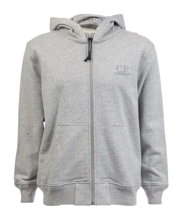 C.P. COMPANY Diagonal Raised Fleece Logo Full-zip Hoodie