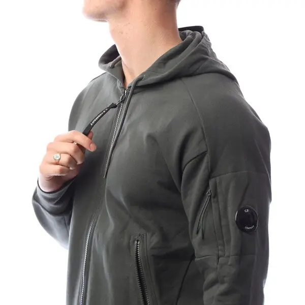 C.P. COMPANY Diagonal Raised Fleece Lens Full-zip Hoodie