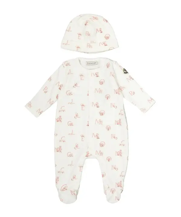 Moncler Printed Cotton Set With Hat