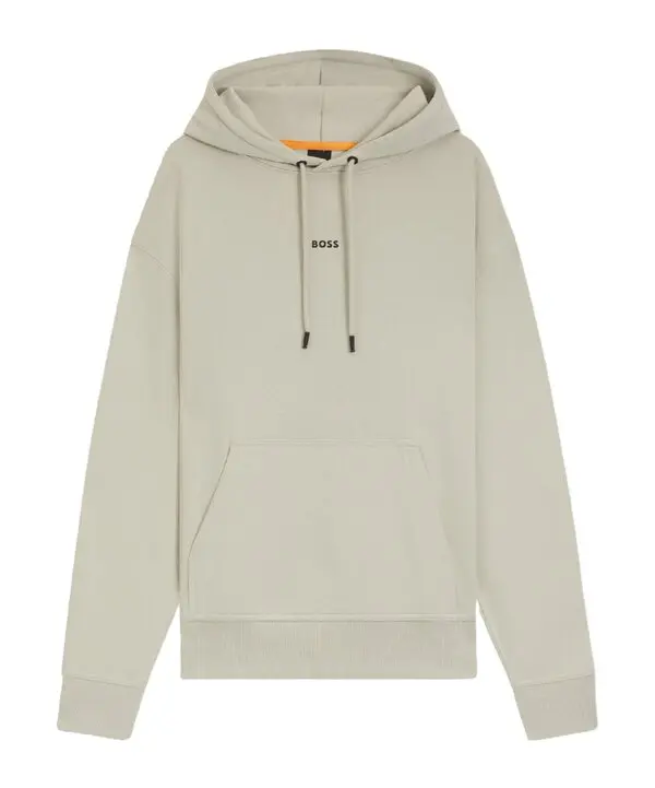 Hugo Boss Boss Contrast Logo Hoodie In Cotton Terry