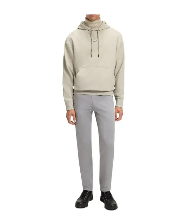 Hugo Boss Boss Contrast Logo Hoodie In Cotton Terry