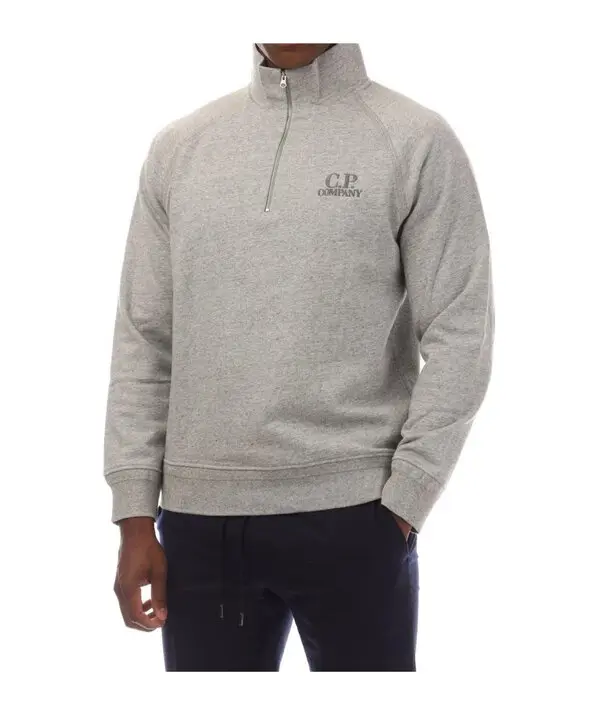 C.P. COMPANY Diagonal Raised Fleece Half Zip Logo Sweatshirt