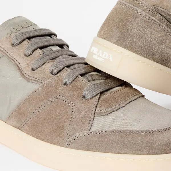 Prada Suede And Mesh Low-top Sneakers