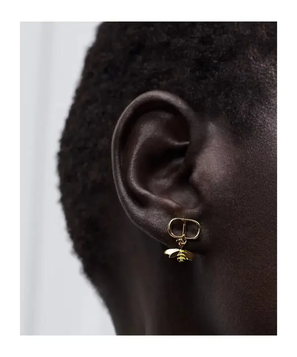 Dior Cd Garden Earrings With Bee And Pearl