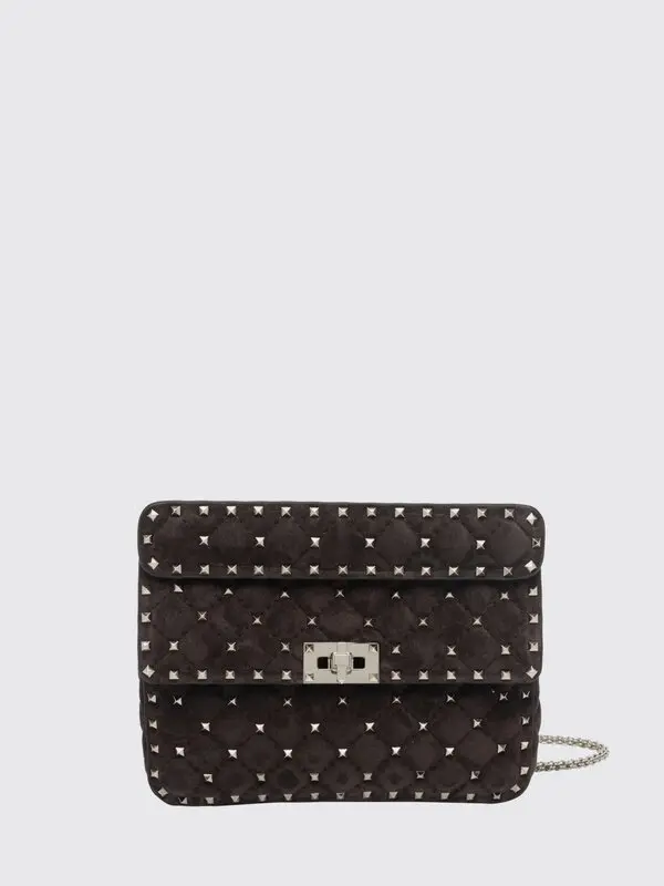 Valentino Garavani Rockstud Leather Handbag With Studs And Chain Strap - Brown