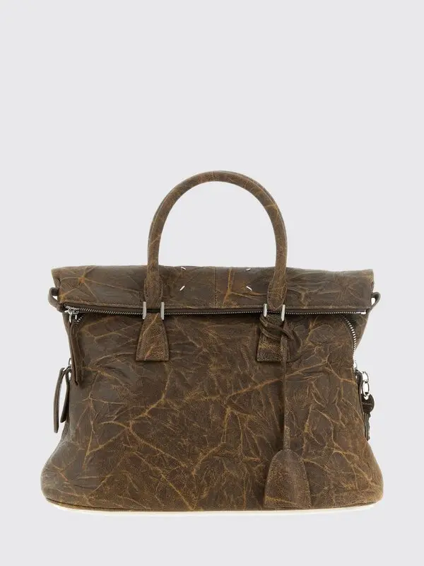 MAISON MARGIELA 5ac Abstract-print Leather Handbag - Brown