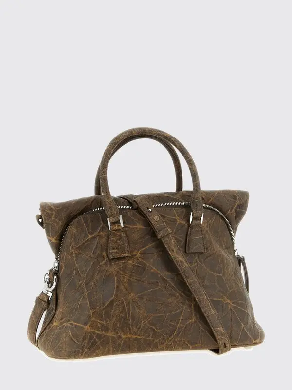 MAISON MARGIELA 5ac Abstract-print Leather Handbag - Brown