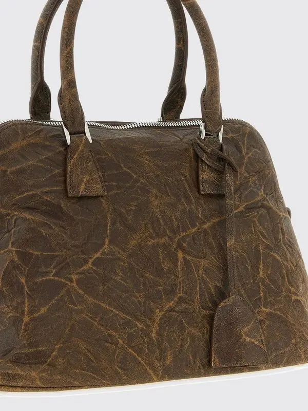MAISON MARGIELA 5ac Abstract-print Leather Handbag - Brown