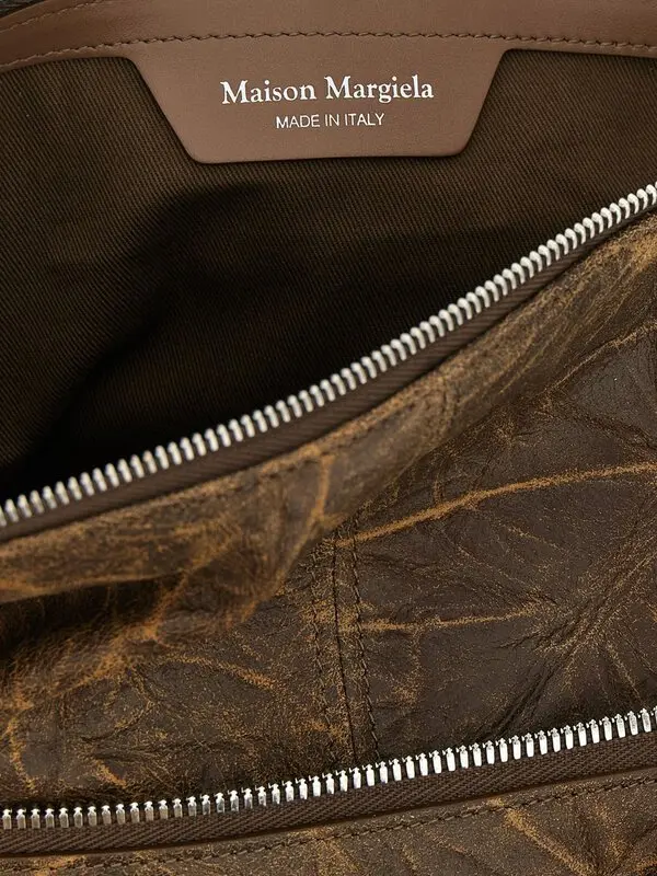 MAISON MARGIELA 5ac Abstract-print Leather Handbag - Brown