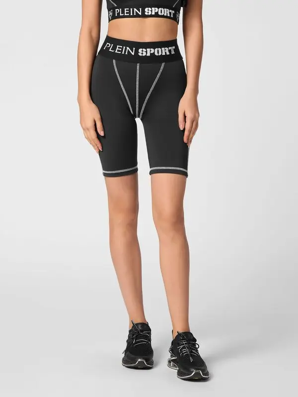 PLEIN SPORT High-waisted Logo Trimmed Biker Shorts